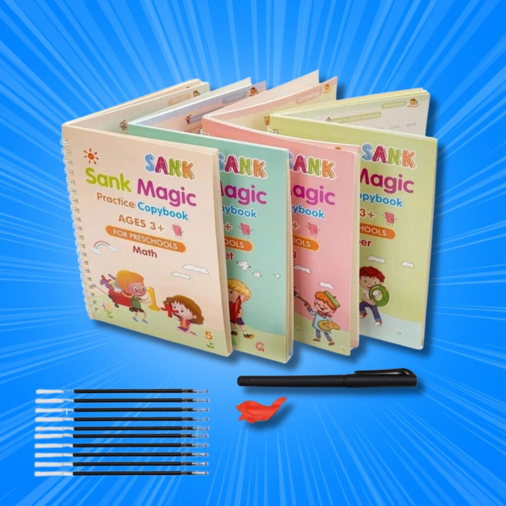 Sank Magic Practice Copy Book (4 Books + 10 Pens) - Magic Book - Shopx.lk